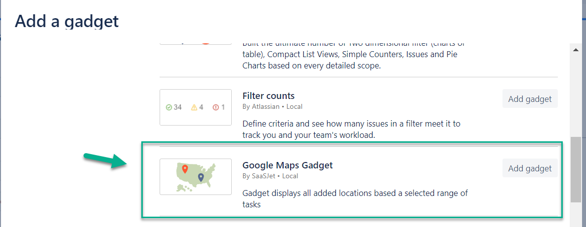 Gadget for Google Maps for Jira