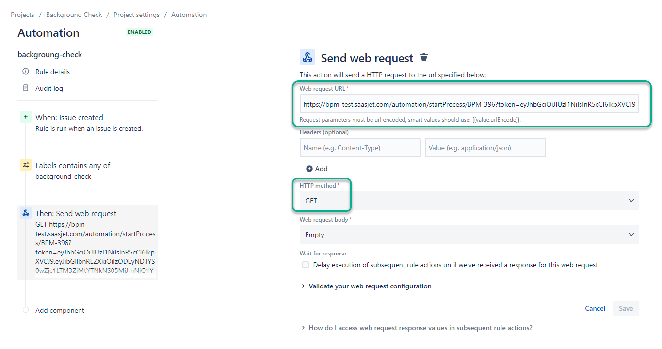 How to use Template Start URL with Jira Automation?