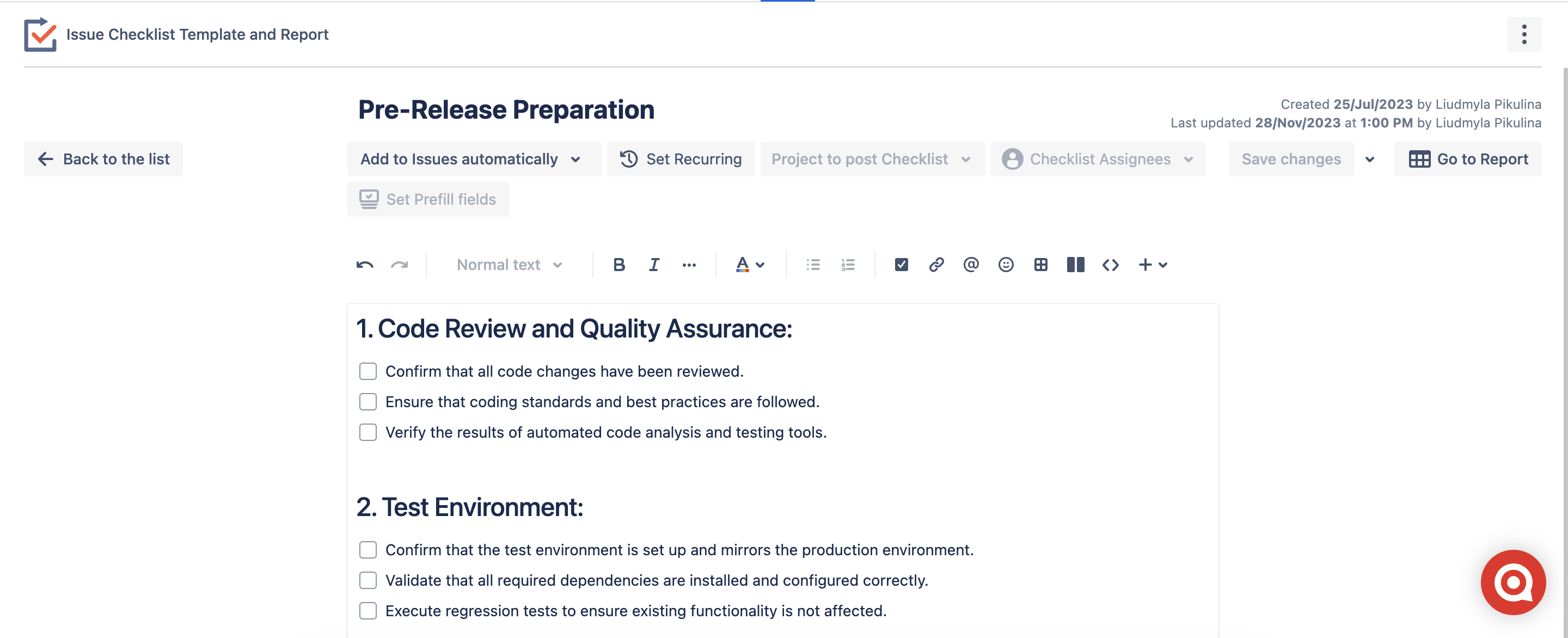 Automatic Checklist Addition to Jira issue