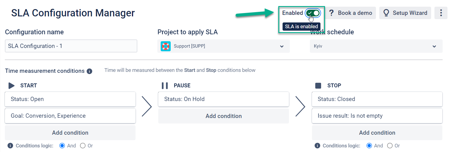 Disable and Enable SLA | Data Center