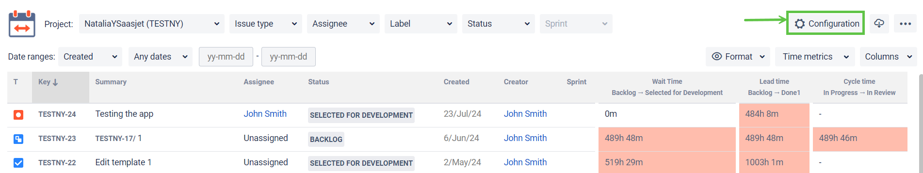 Get started and configure Time Metrics Tracker | Time Between Statuses app for Data Сenter